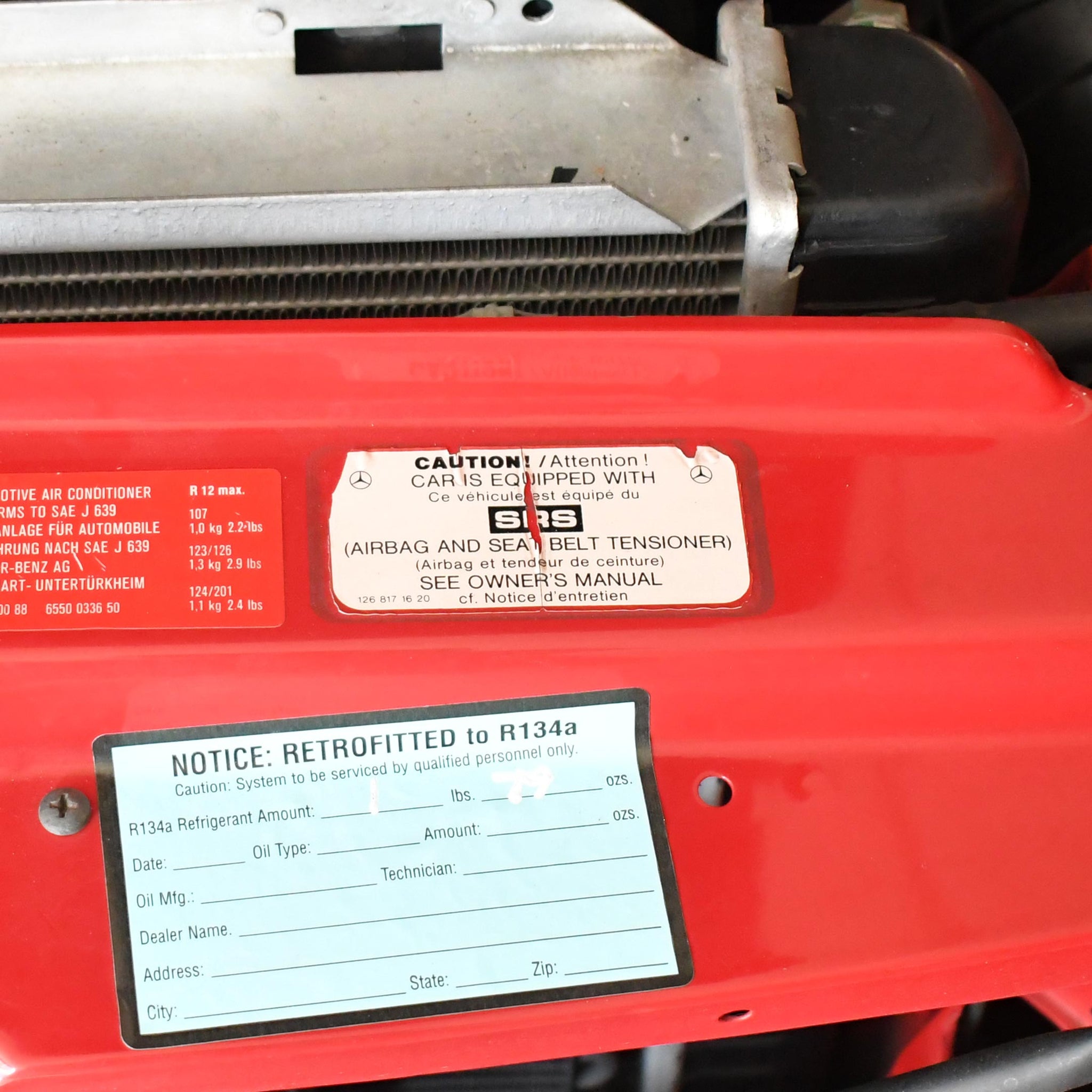 SRS Airbag and Seat Belt Tensioner Sticker Genuine Mercedes - R107 ...