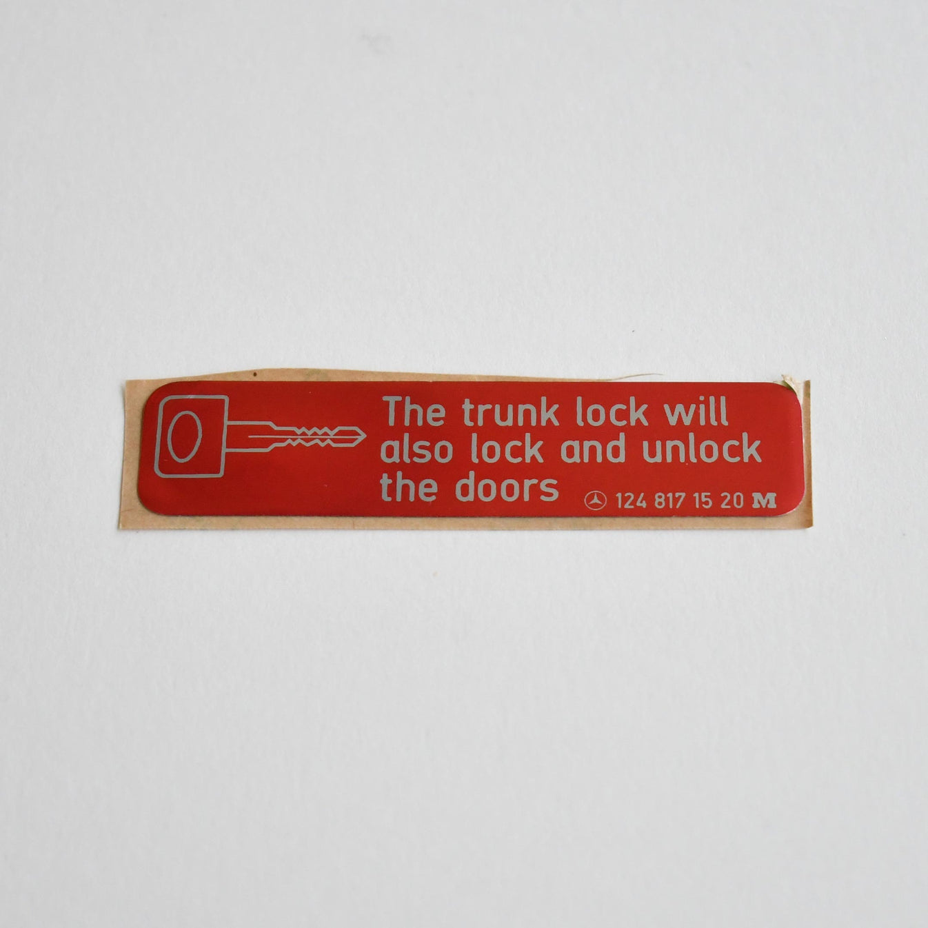 Trunk and Door Lock Sticker Genuine Mercedes - R107, R129, A124 Models ...